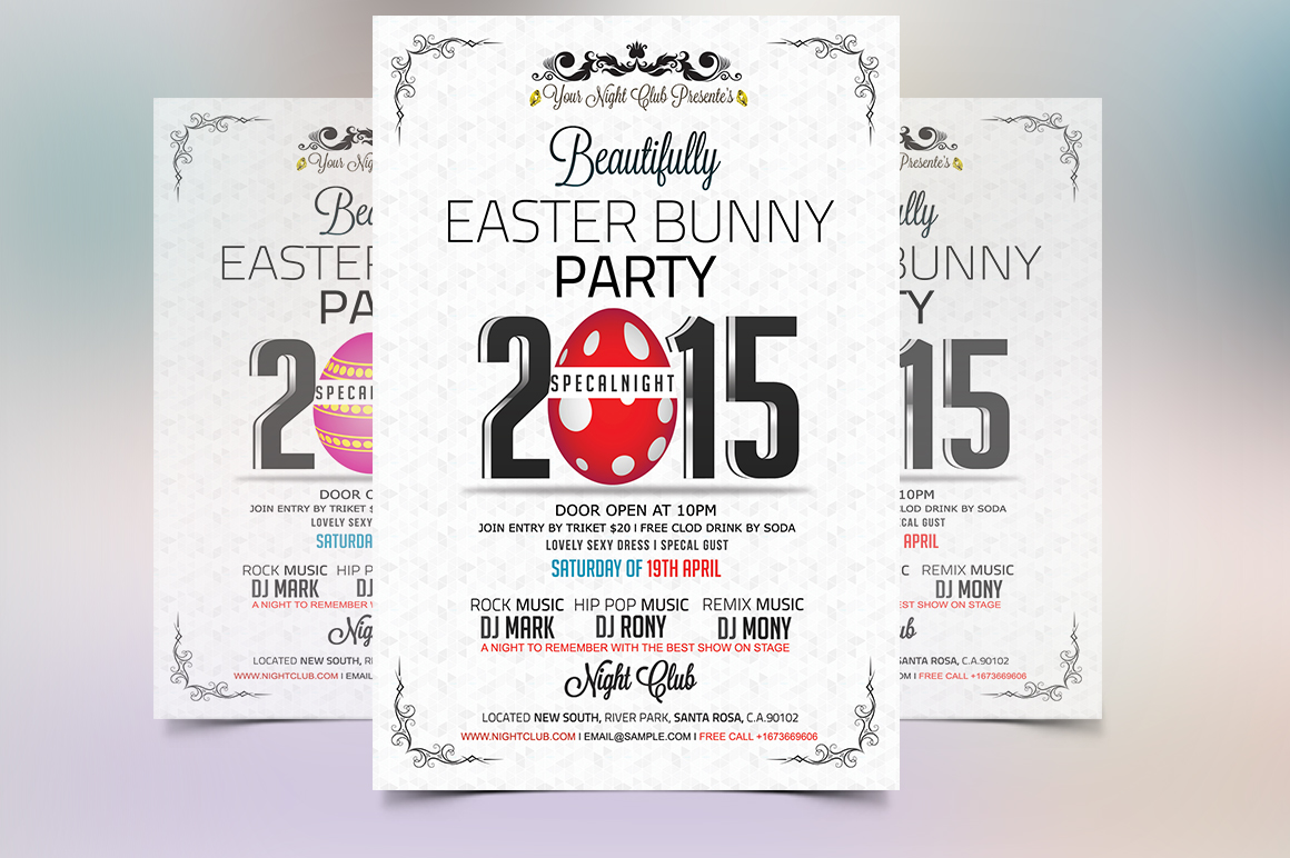 Easter Bunny Party Flyer Template ~ Flyer Templates on Creative Market
