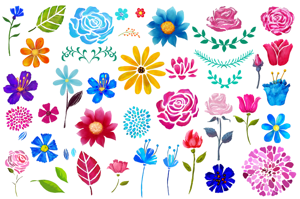Hand painted floral set with flowers ~ Illustrations on Creative Market