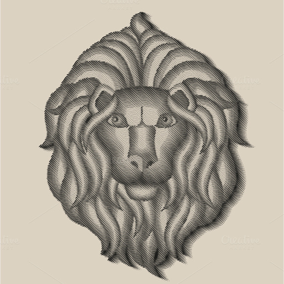 Lion head in engraving style ~ Illustrations on Creative Market
