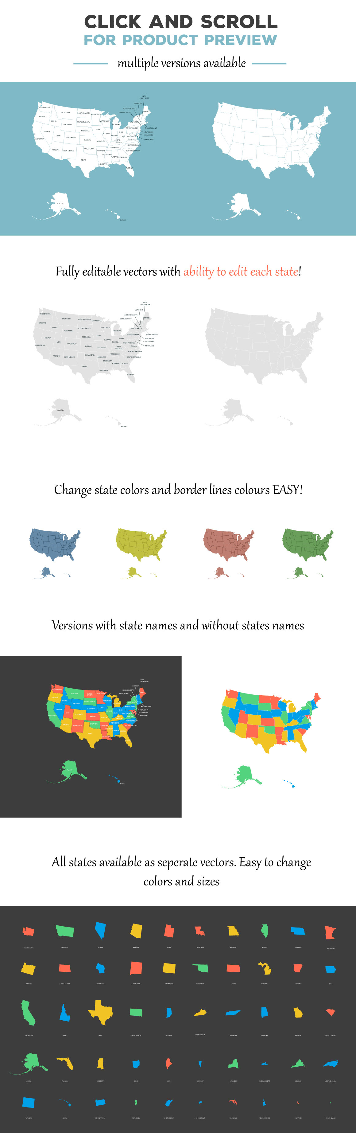 USA vector maps ~ Illustrations on Creative Market
