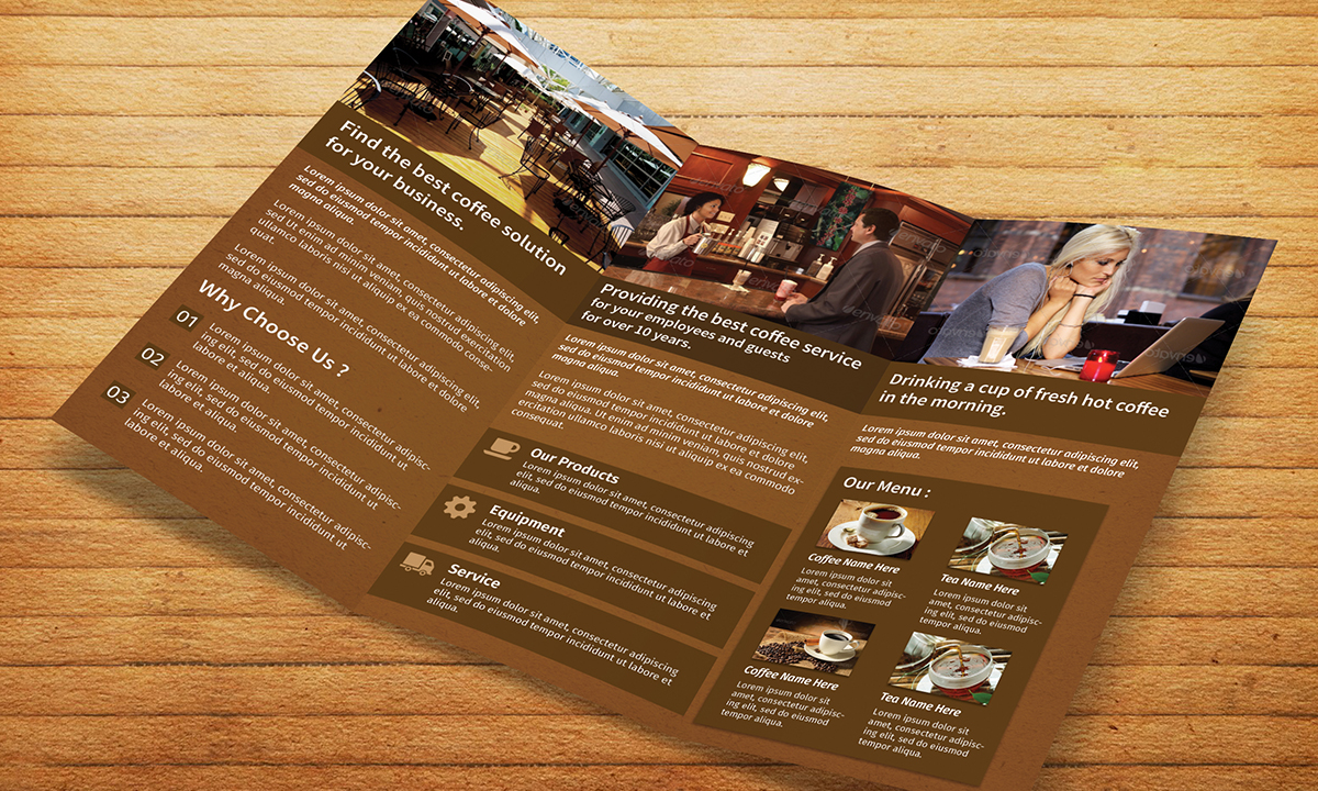 Coffee Shop Restaurant Trifold Broch ~ Brochure Templates on Creative ...