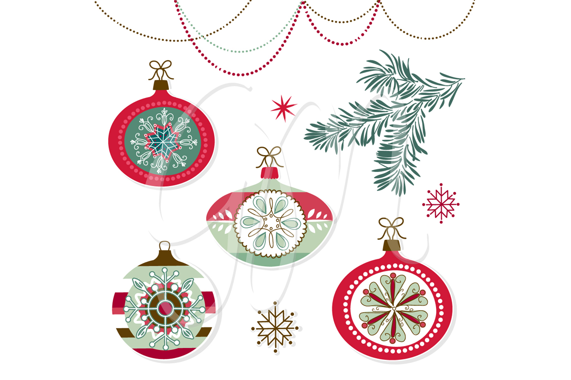 Christmas Clip Art, ornaments, balls ~ Illustrations on Creative Market