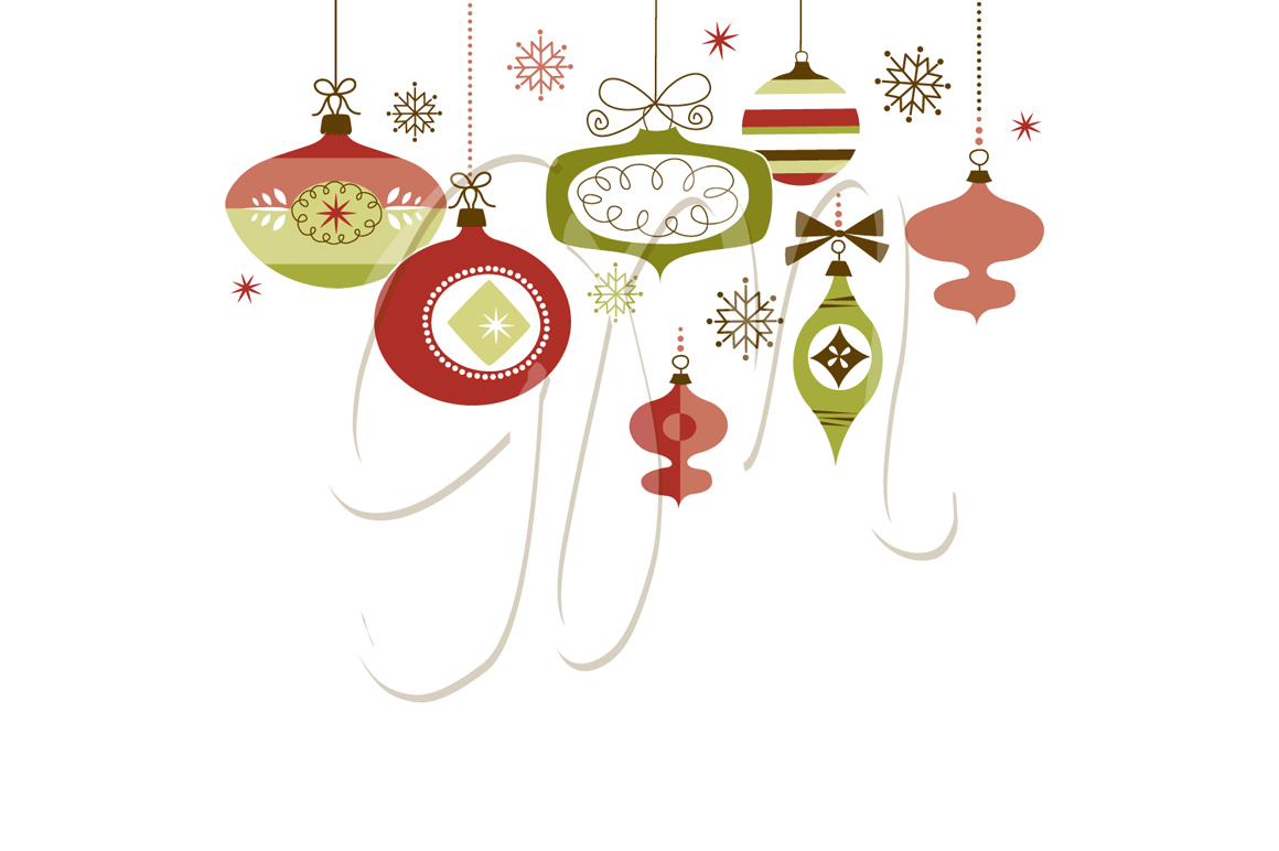Christmas Clip Art, retro ornaments ~ Illustrations on Creative Market