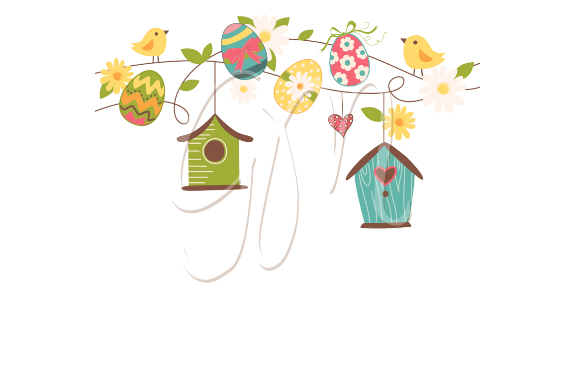 Easter Clip art, birds, retro eggs ~ Illustrations on Creative Market