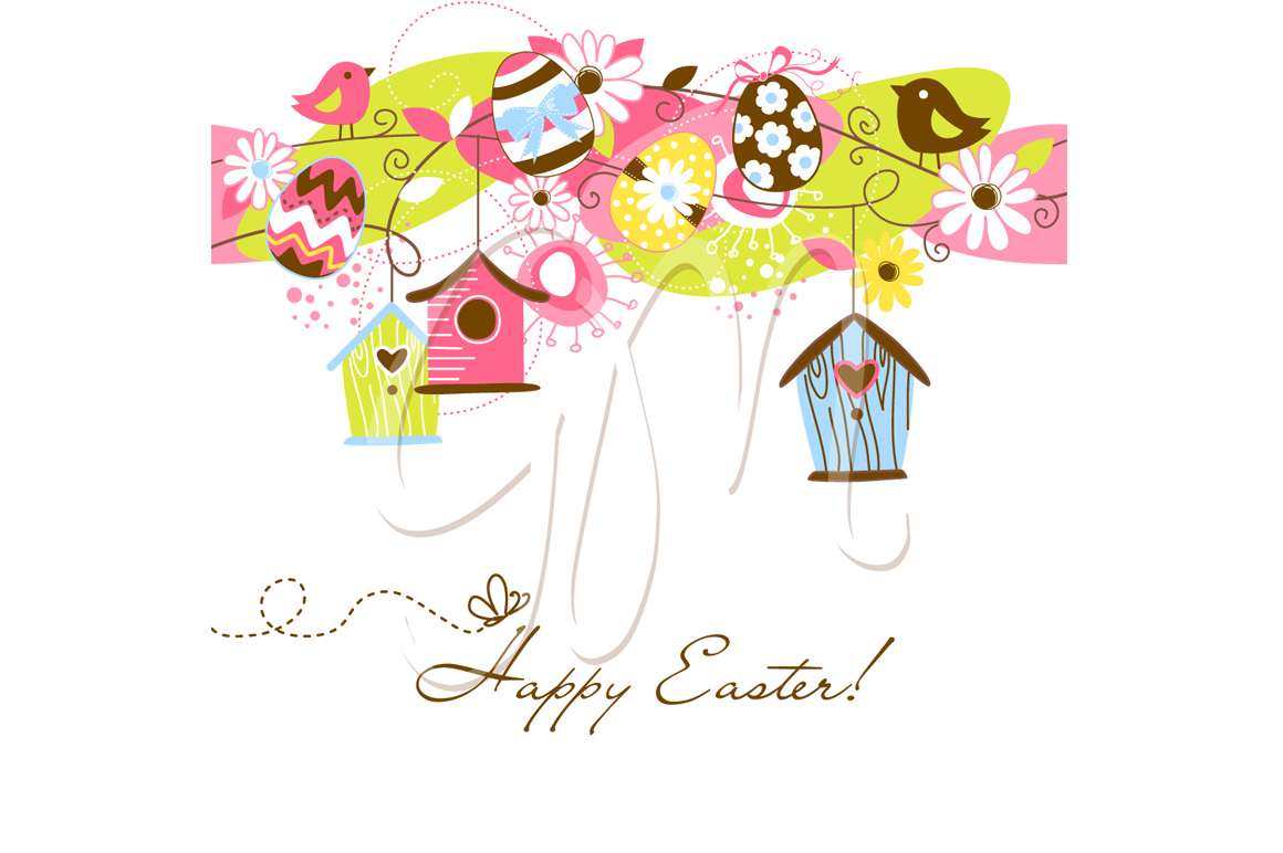 Easter Clip art, birds, retro eggs ~ Illustrations on Creative Market