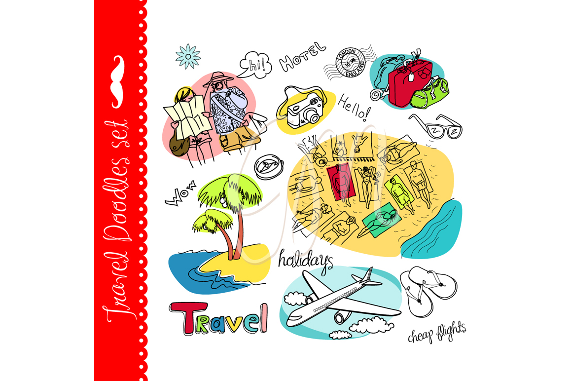 Travel clip art, vacation, tourism ~ Illustrations on Creative Market