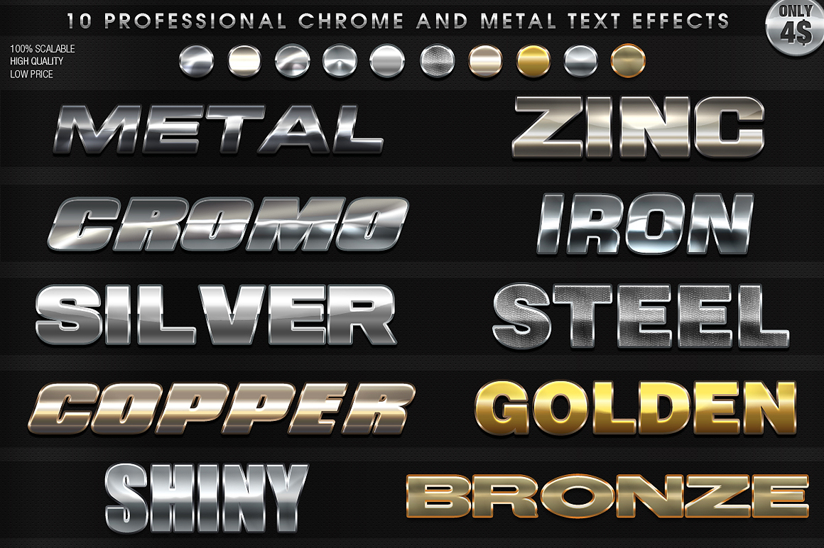 10 Pro Chrome and Metal Text Effects ~ Layer Styles on Creative Market
