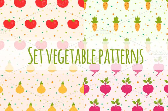 Set vegetable patterns ~ Patterns on Creative Market