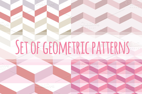 Set of pink geometric patterns ~ Patterns on Creative Market
