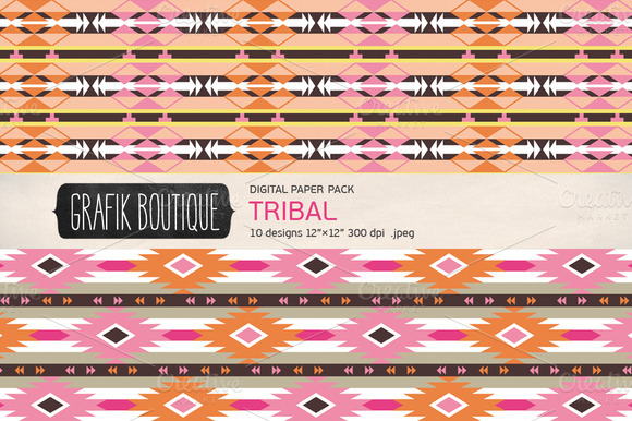 Tribal pattern digital paper girly ~ Patterns on Creative Market