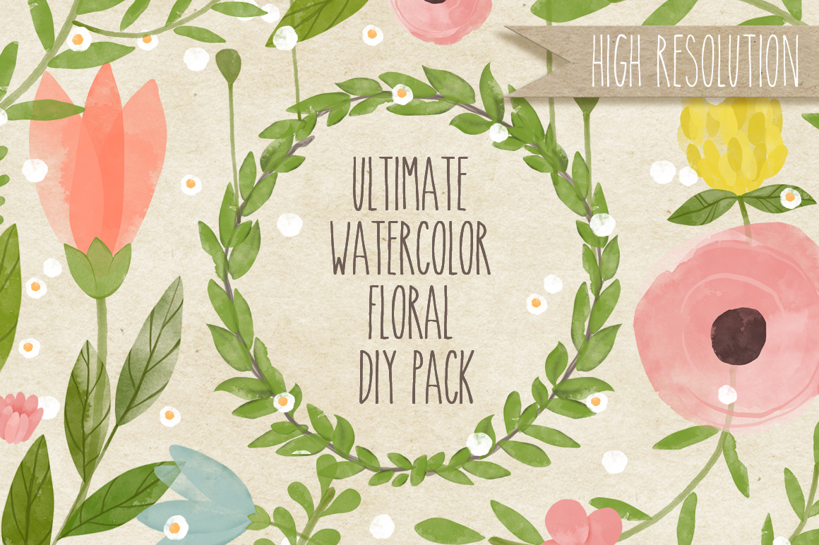 Ultimate Watercolor Floral DIY Pack ~ Graphics on Creative Market