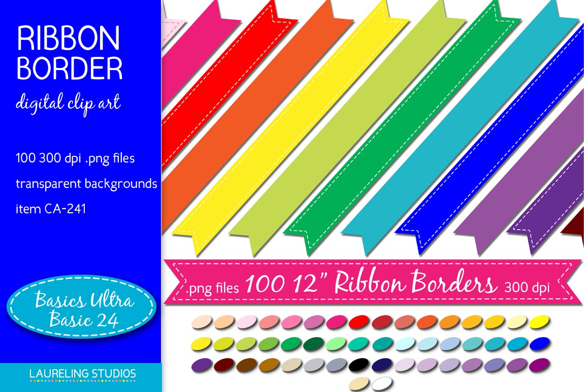 Digital Ribbon clip art borders ~ Illustrations on Creative Market