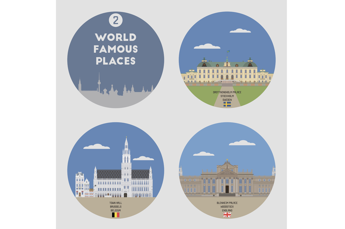 World famous places. Set 2 ~ Objects on Creative Market