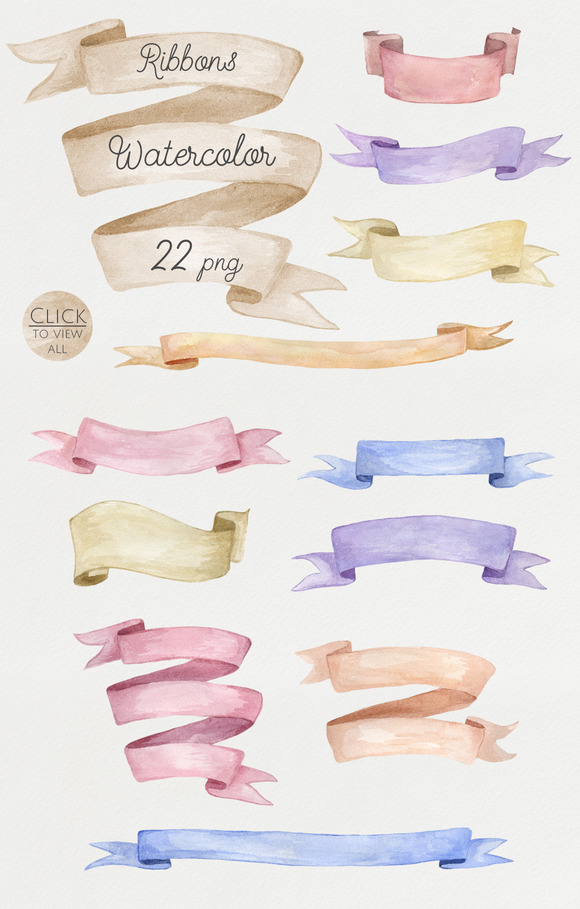 Watercolor ribbons set ~ Illustrations on Creative Market