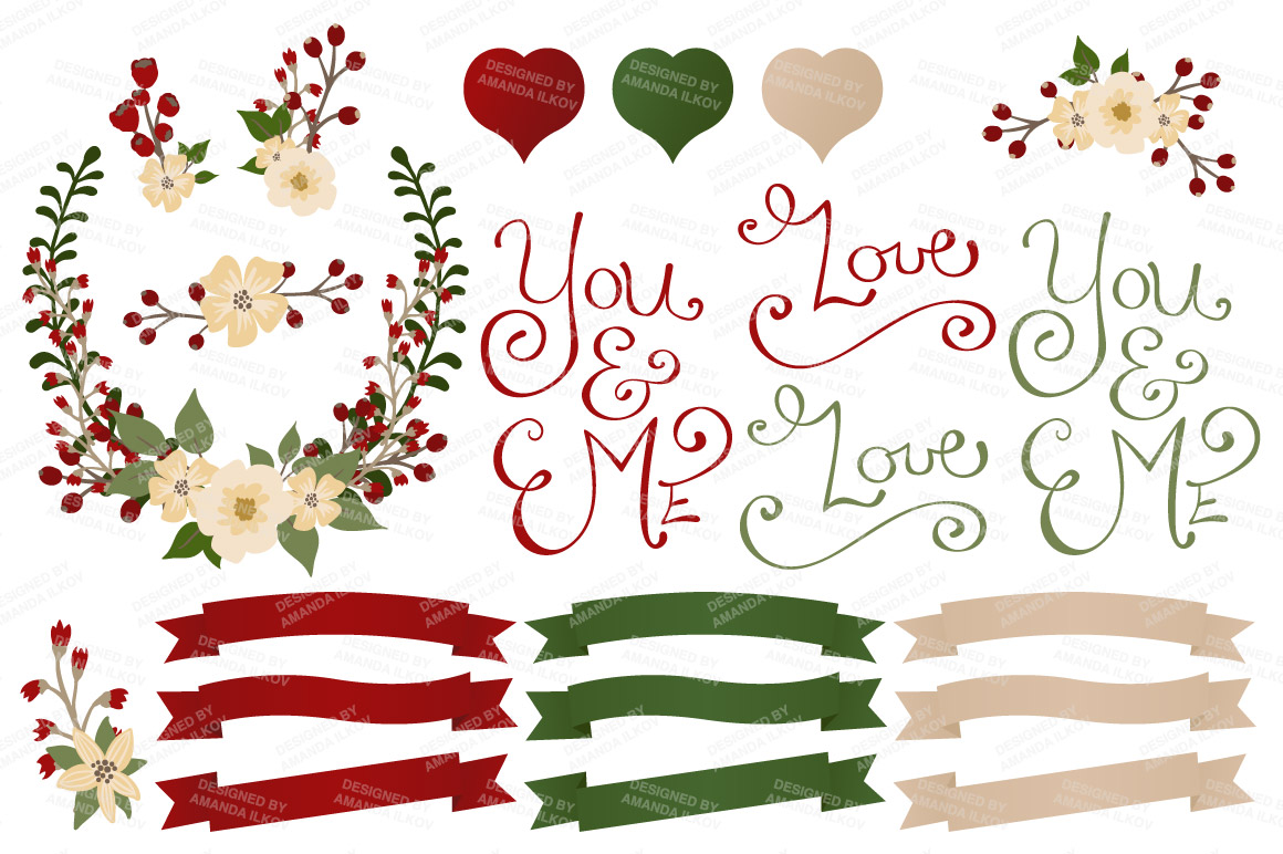 Christmas Floral Heart Vectors ~ Illustrations on Creative Market