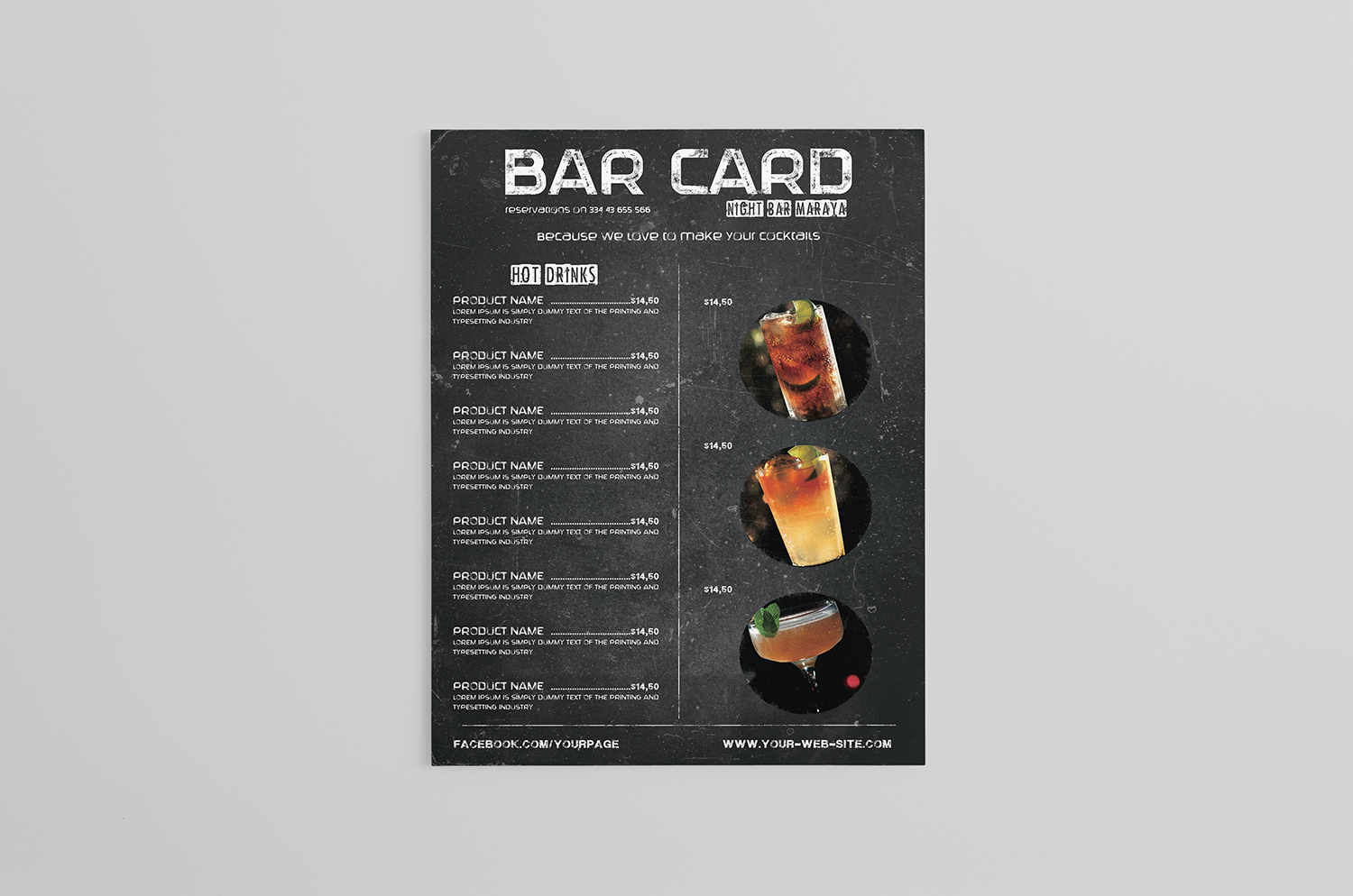 Stylish food menu or bar card ~ Flyer Templates on Creative Market