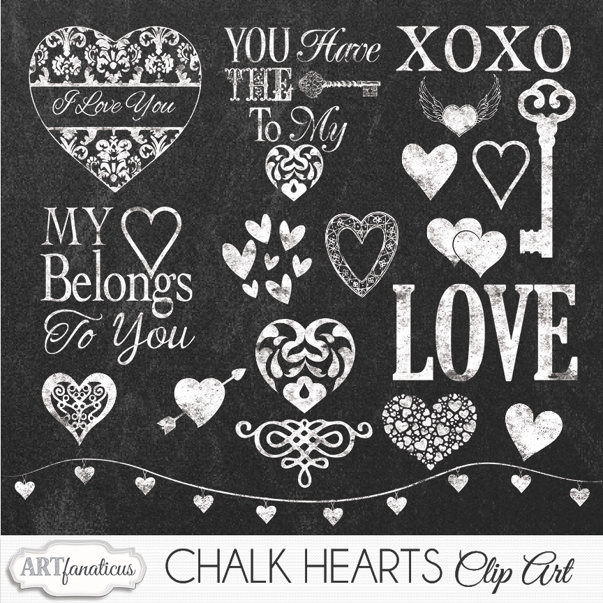 CHALK HEARTS CLIPART ~ Illustrations on Creative Market