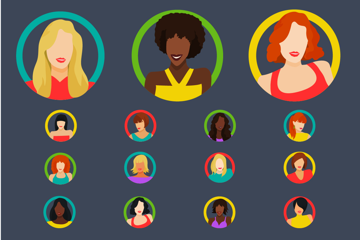 Female avatars set 52 icons ~ Icons on Creative Market