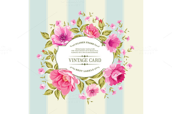 Flower label on a bright background ~ Card Templates on Creative Market