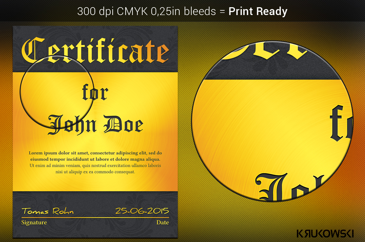 Gold Certificate Template ~ Stationery Templates on Creative Market