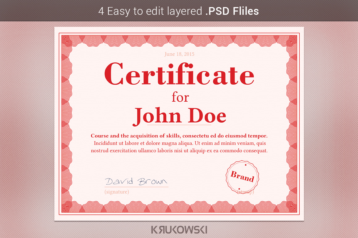 Red Certificate Template ~ Stationery Templates on Creative Market
