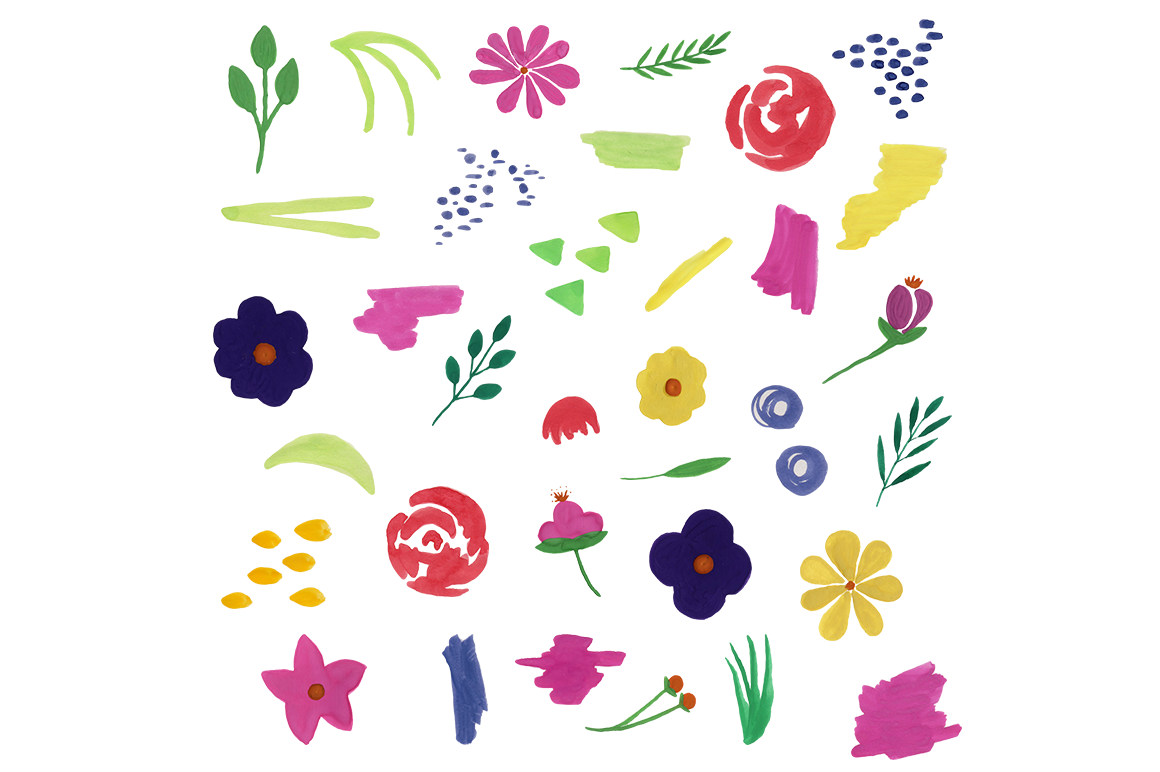 Bright Watercolor Floral Clip Art ~ Illustrations on Creative Market