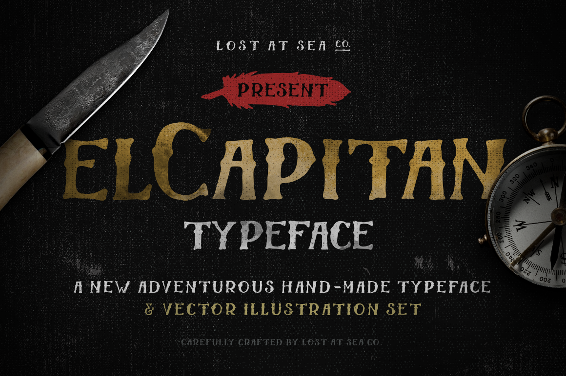 El Capitan – Handdrawn Font + Bonus ~ Display Fonts on Creative Market