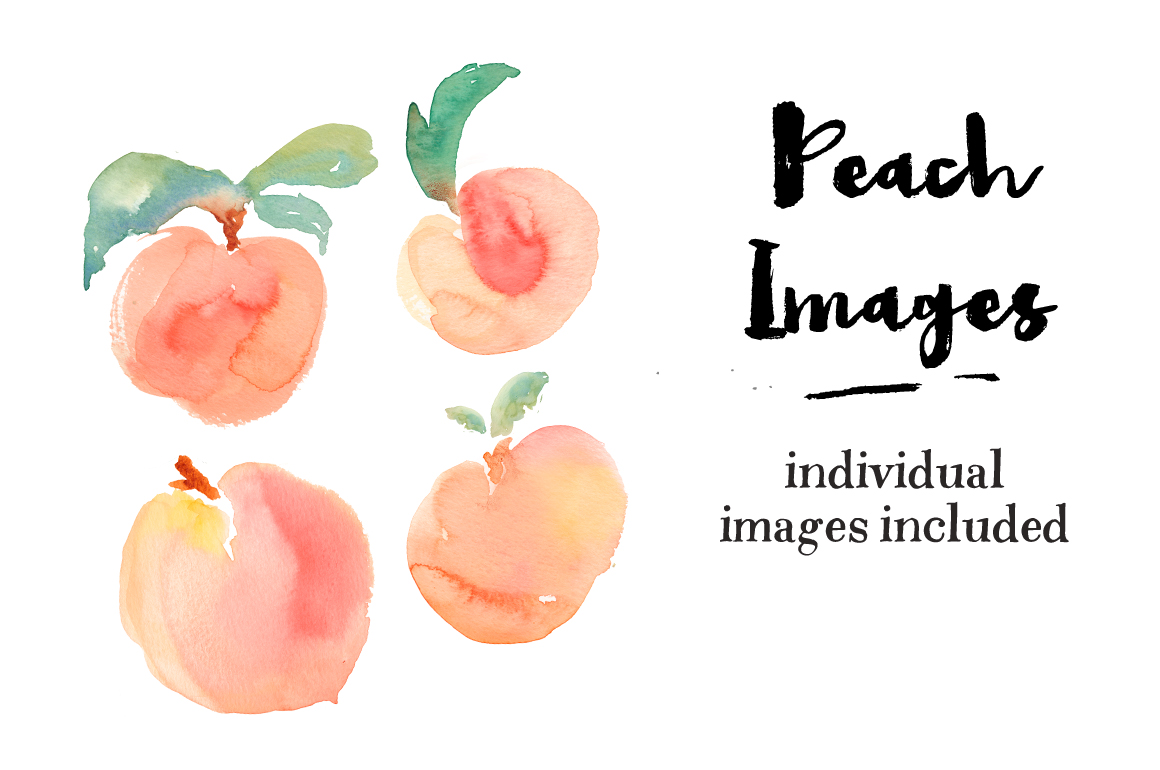 Watercolor Peach Patterns + Peaches ~ Illustrations on Creative Market