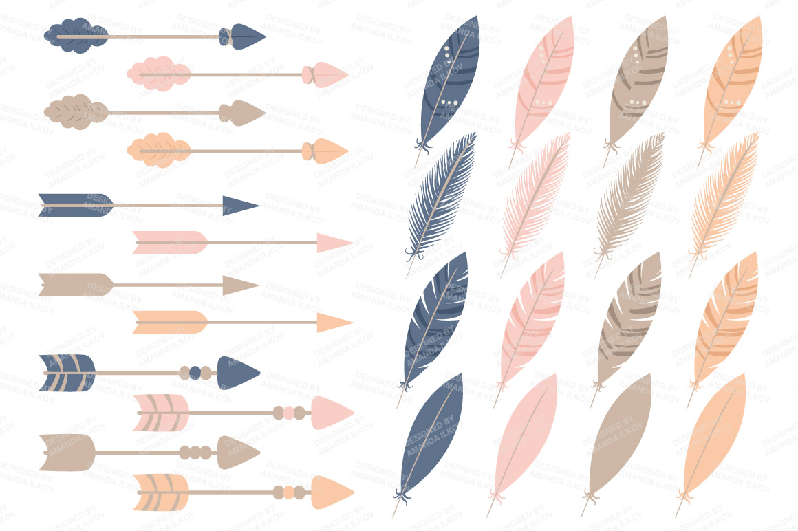 Navy & Blush Tribal Clip Art ~ Illustrations on Creative Market