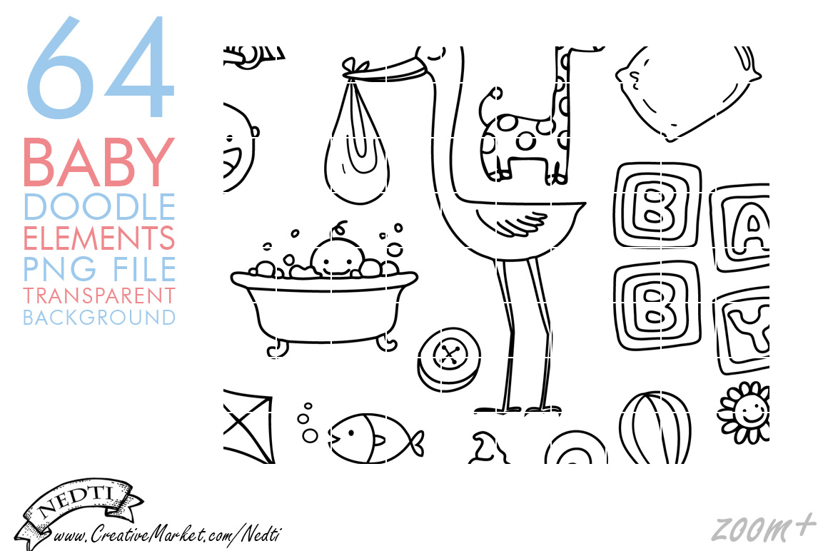 Baby Doodle Hand Drawn Clip Art PNG ~ Illustrations on Creative Market