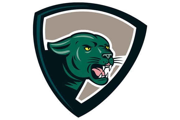 Black Panther Head Growling Shield C ~ Illustrations on Creative Market