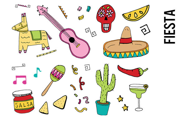 Bright Fiesta Doodle Clip Art ~ Illustrations on Creative Market