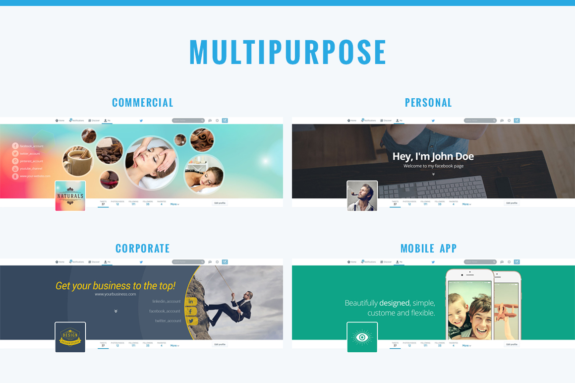 11 Smart Twitter Cover Photo ~ Web Elements on Creative Market