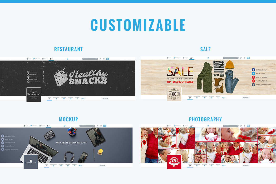 11 Smart Twitter Cover Photo ~ Web Elements on Creative Market