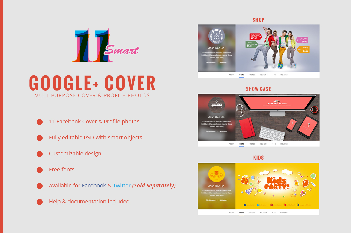 11 Smart Google+ Cover Photo ~ Web Elements on Creative Market
