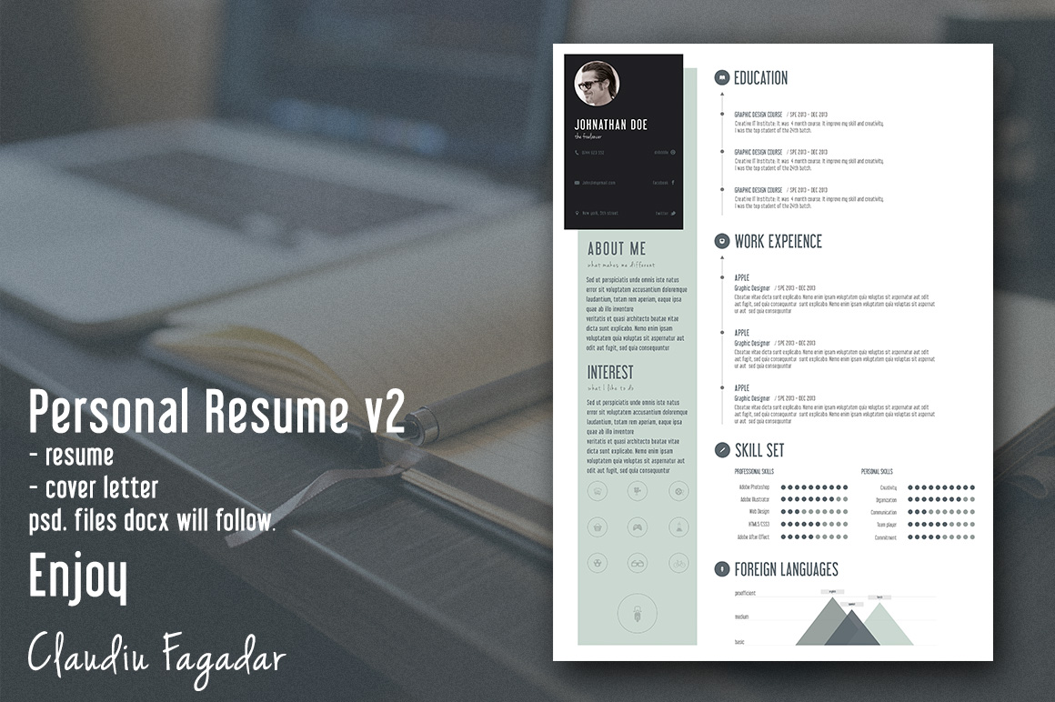 Creative Personal Resume - Minimal ~ Resume Templates on Creative Market