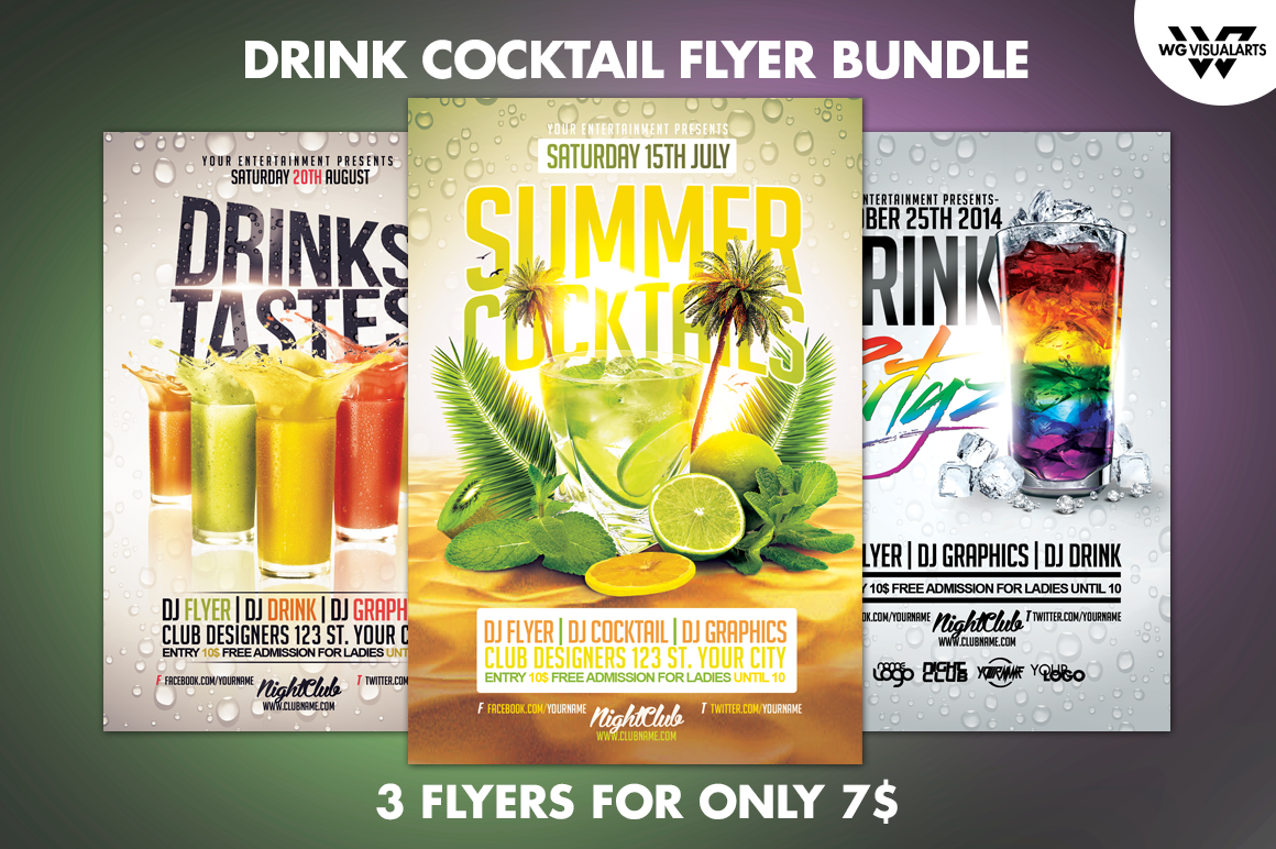 DRINK COCKTAIL Flyer Bundle ~ Flyer Templates on Creative Market