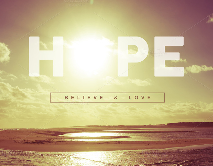 Hope quote concept sunset background ~ Nature Photos on Creative Market