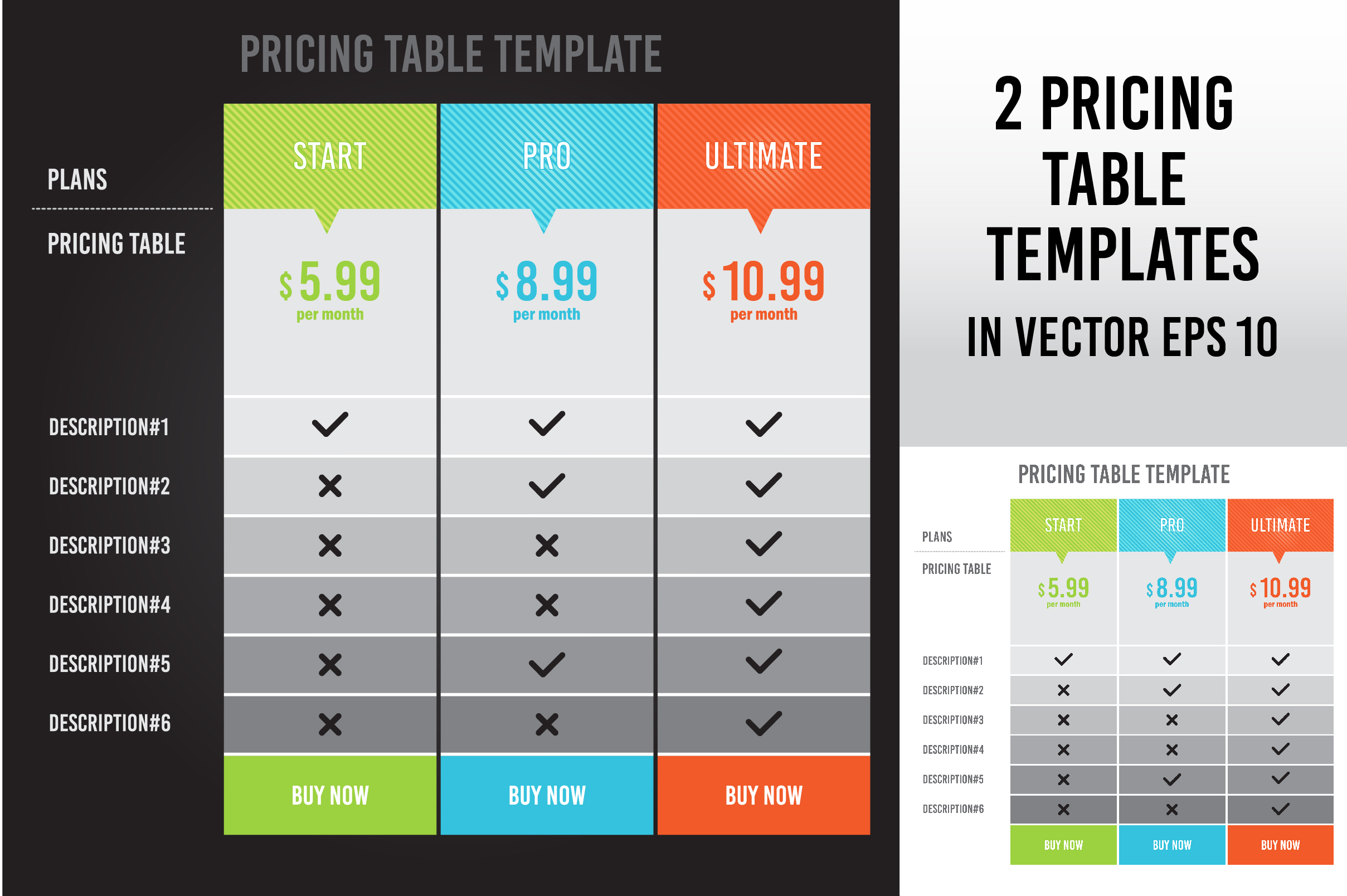 Pricing Table Template In Vector Elements On Creative Market Pricing Table Template In Vector Elements On Creative Market