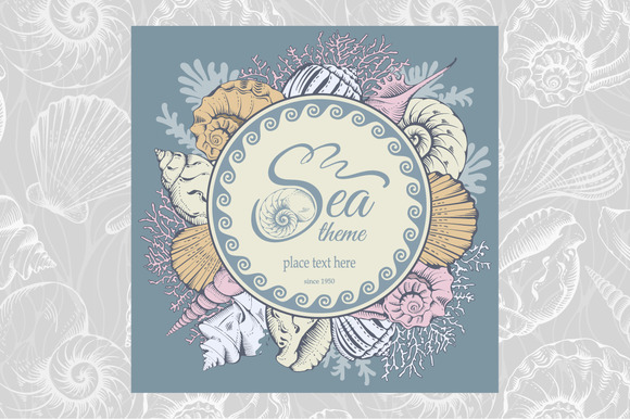 Sea shells set ~ Card Templates on Creative Market