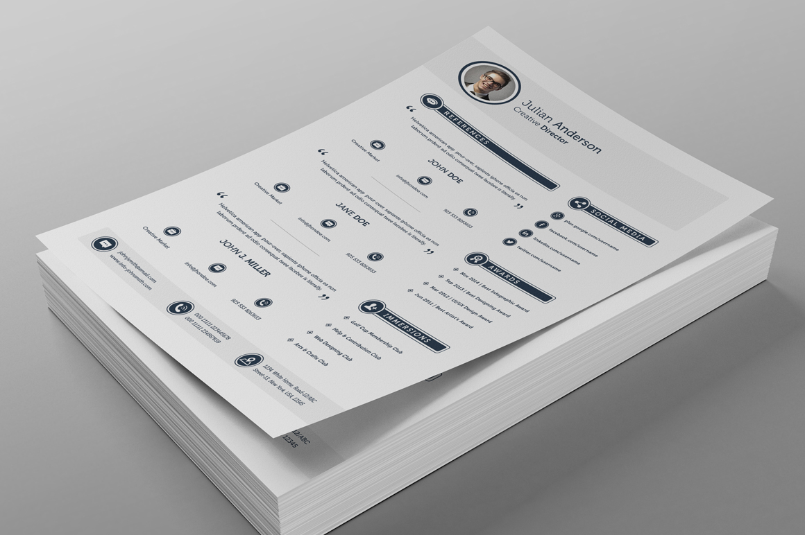 The Smart CV Resume - Julian ~ Resume Templates on Creative Market
