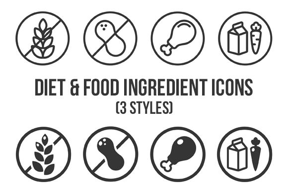 Diets and ingredient label icons ~ Icons on Creative Market
