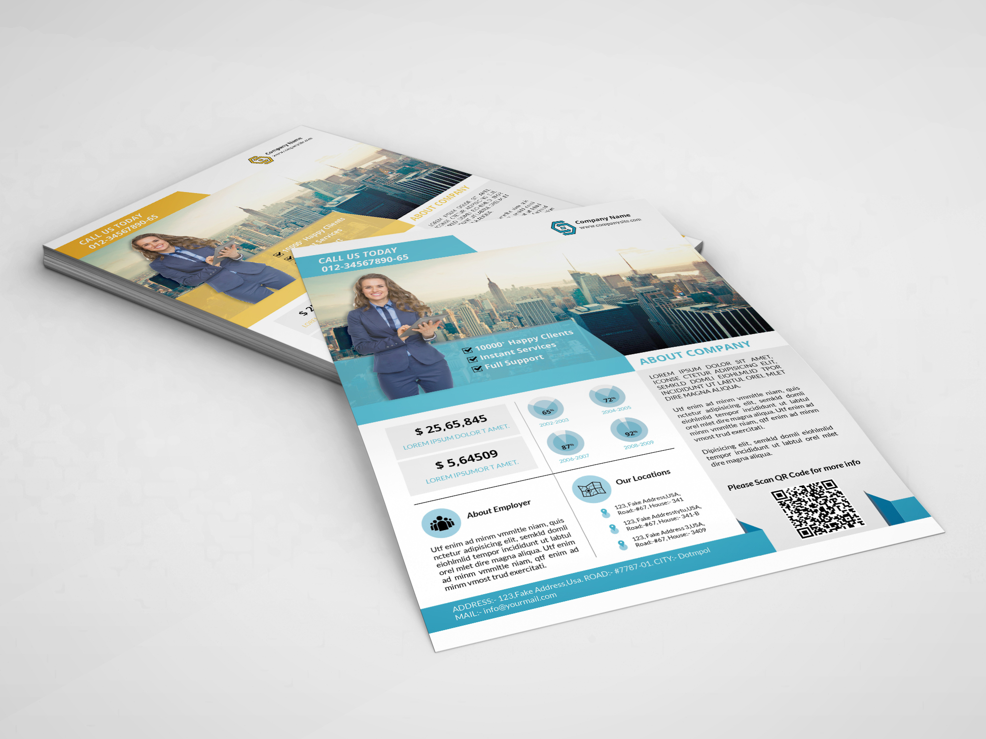 InDesign: Business flyer-2 color-V70 ~ Flyer Templates on Creative Market