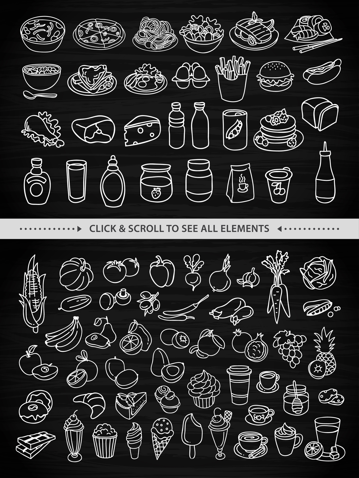 76 hand drawn food elements ~ Illustrations on Creative Market