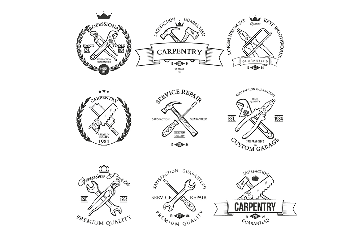 Set of vintage carpentry hand tools ~ Illustrations on Creative Market