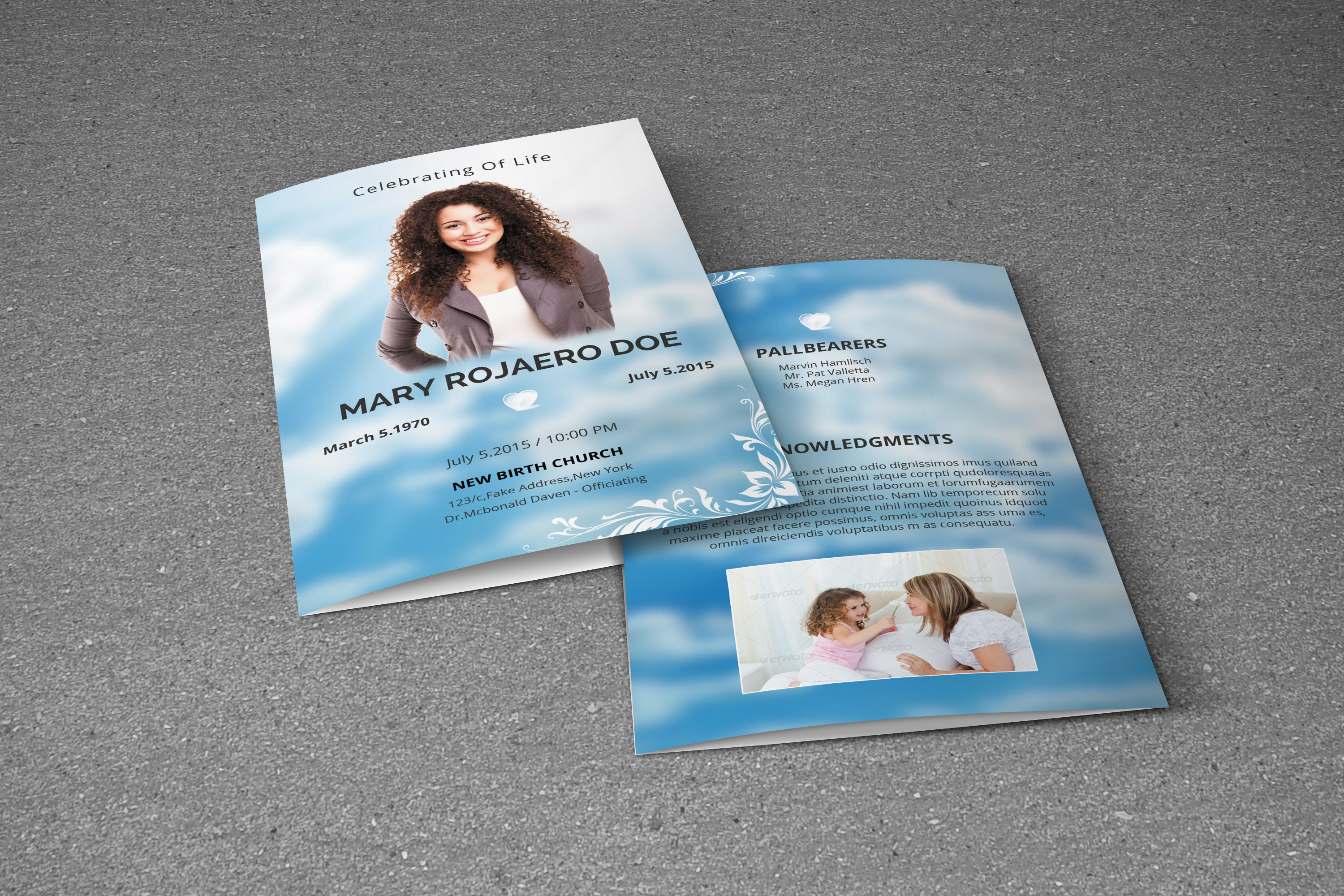 Funeral Program Template-V116 ~ Brochure Templates on Creative Market