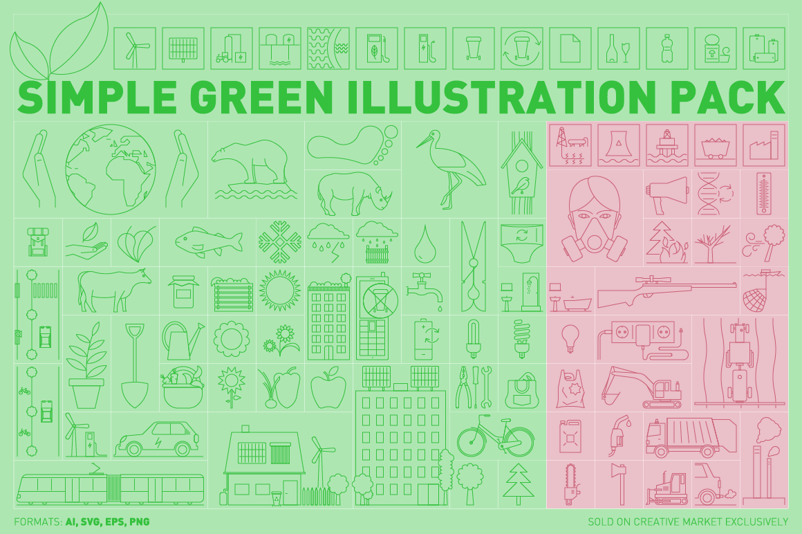 Simple Green Illustration Pack ~ Illustrations on Creative Market