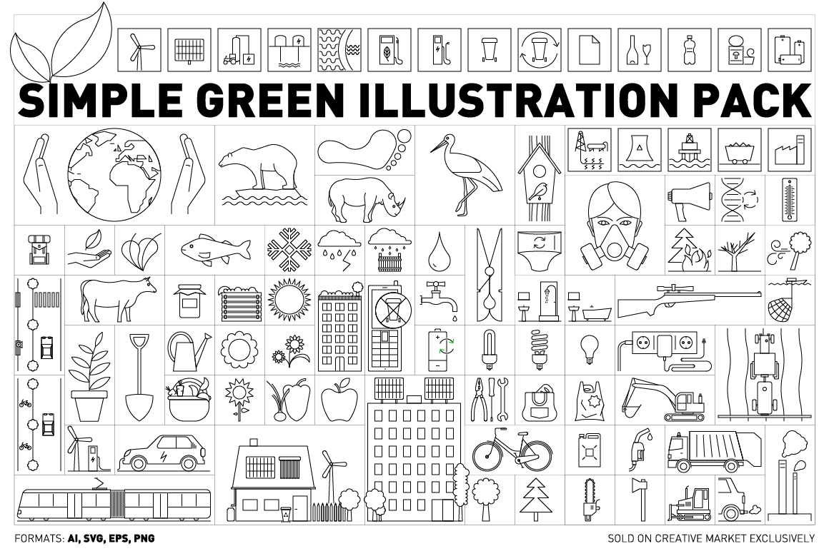 Simple Green Illustration Pack ~ Illustrations on Creative Market
