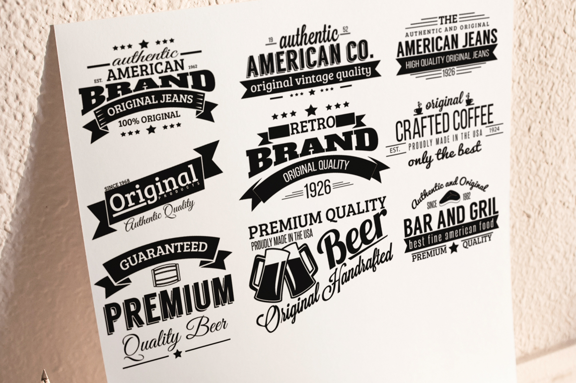 9 Retro Labels ~ Logo Templates on Creative Market