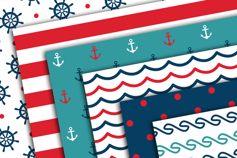 Nautical Navy Digital Paper ~ Patterns on Creative Market